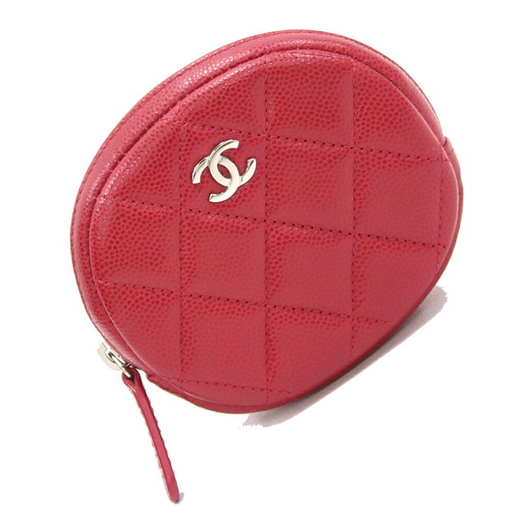 CHANEL | Bags | Chanel Coin Case Matelasse A68995 Red Caviar Skin Pouch ...